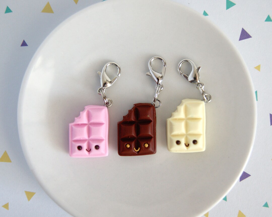 Cute Chocolate Bars Charms, Kawaii Polymer Clay Chocolate Charm ...