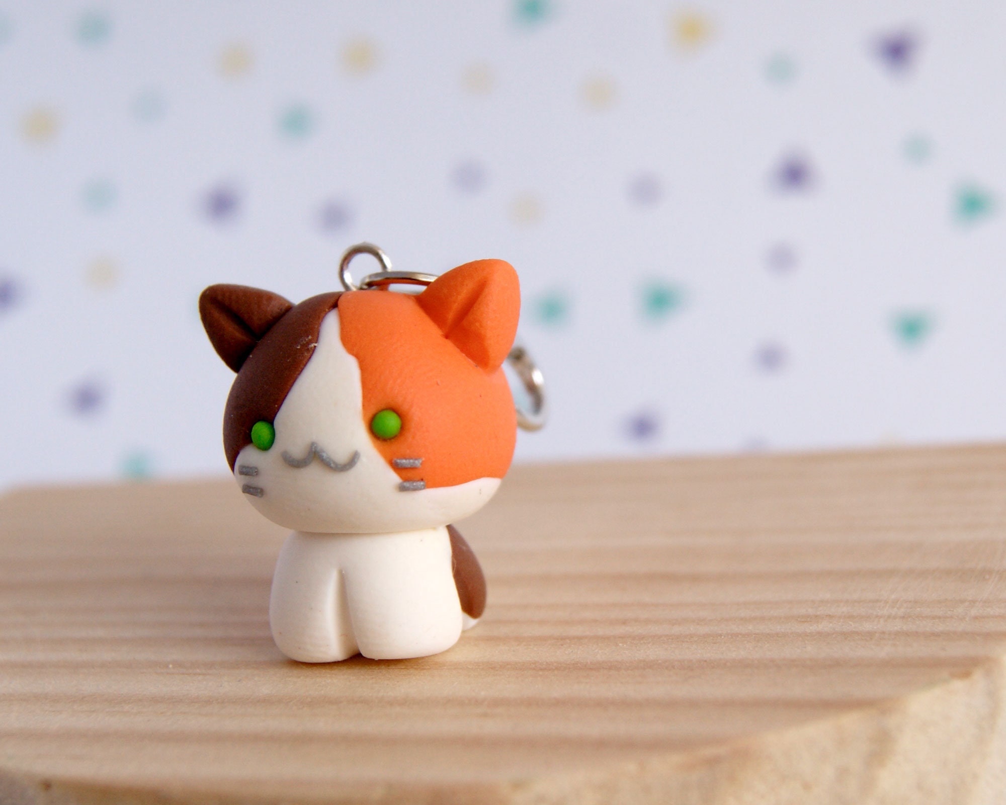 Cute calico cat charm kawaii polymer clay cat charm calico | Etsy