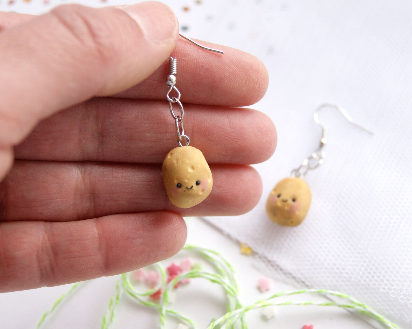 Cute Potato Earrings Kawaii Food Earrings Polymer Clay Cute - Etsy