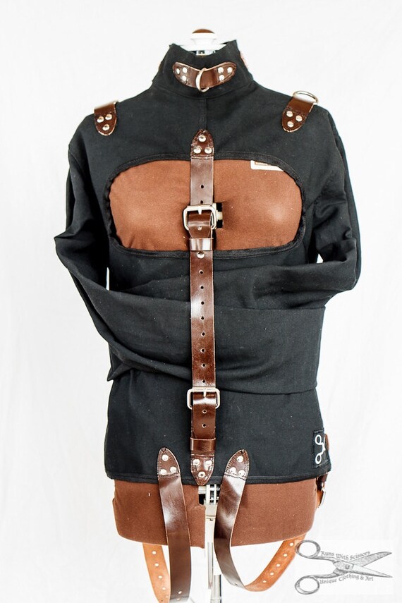 Items similar to Open-Breasted Canvas Straitjacket with Leather Straps ...