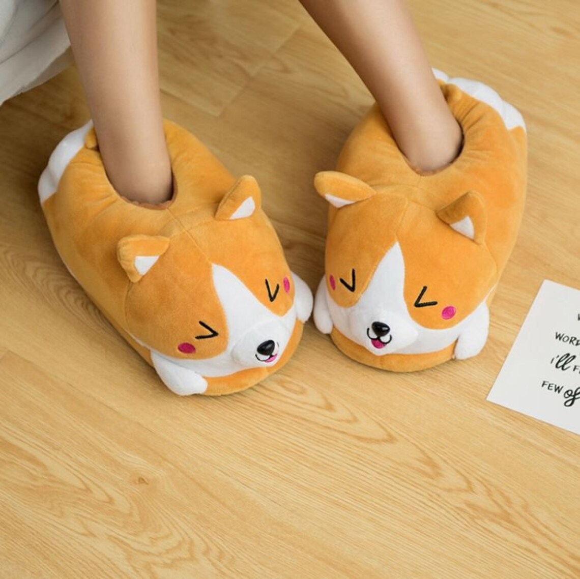 Corgi Slippers Plush Slippers for Women Fluffy Slipper for - Etsy
