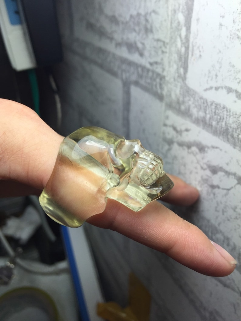 Quartz Skull Ring Crystal Ring Stone Ring - Etsy