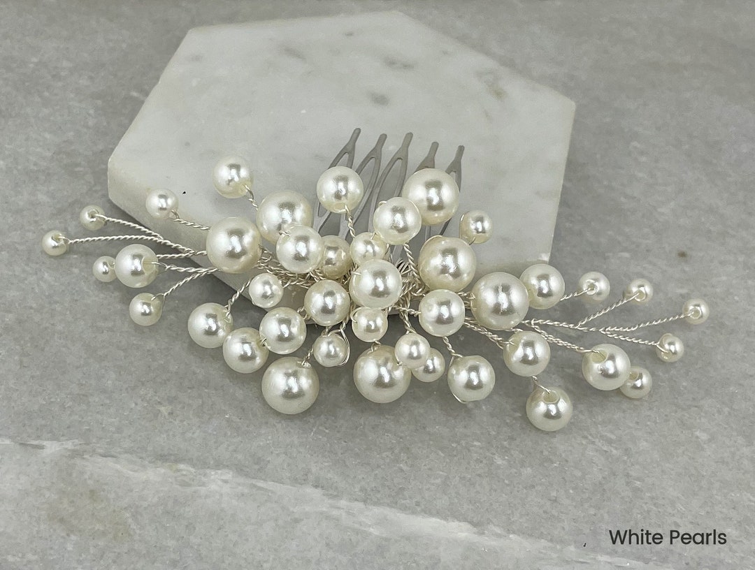 Pearl Scatter Hair Comb | Pearl Veil Comb | Pearl Bridesmaid Hair Slide ...