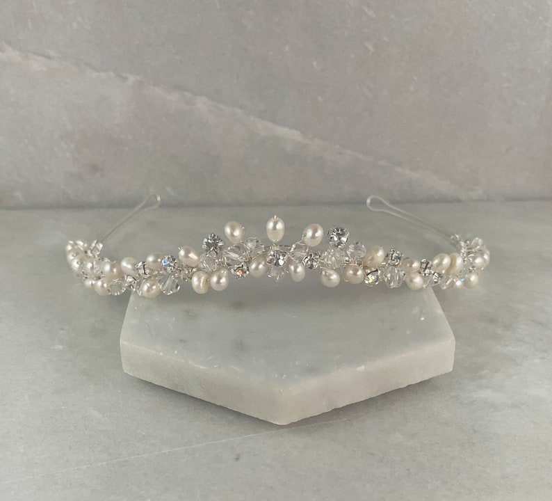 Freshwater Pearl Wishbone Tiara: Diamante Crystal Headpiece - Etsy