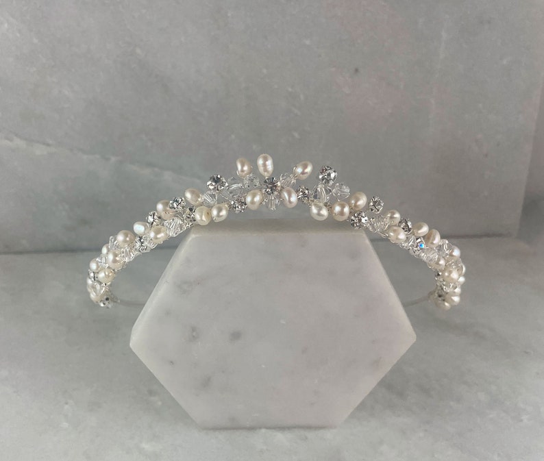 Freshwater Pearl Wishbone Tiara: Diamante Crystal Headpiece - Etsy