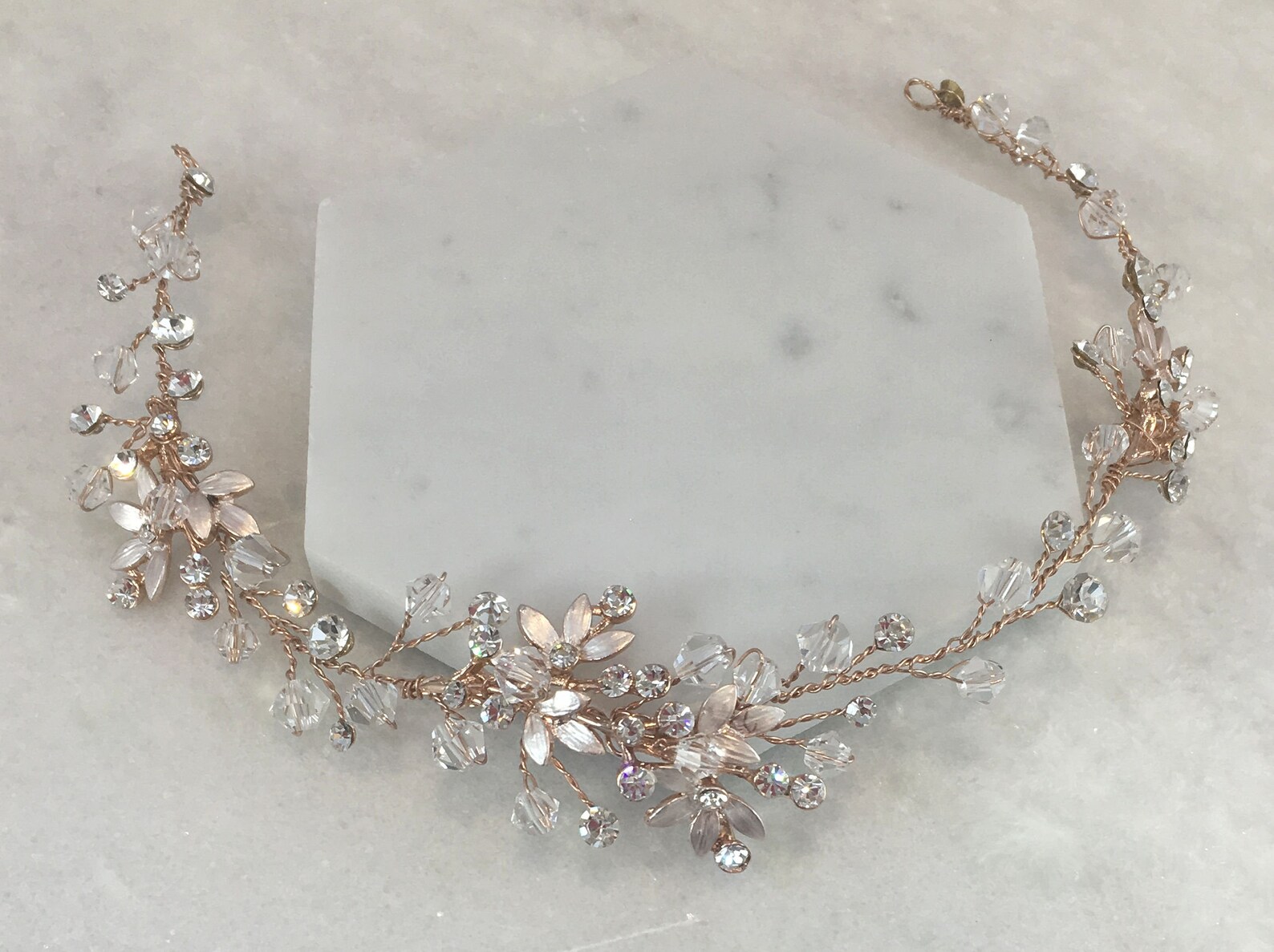 Rose Gold Leaf Crystal & Diamante Hair Vine Rose Gold Leaf | Etsy