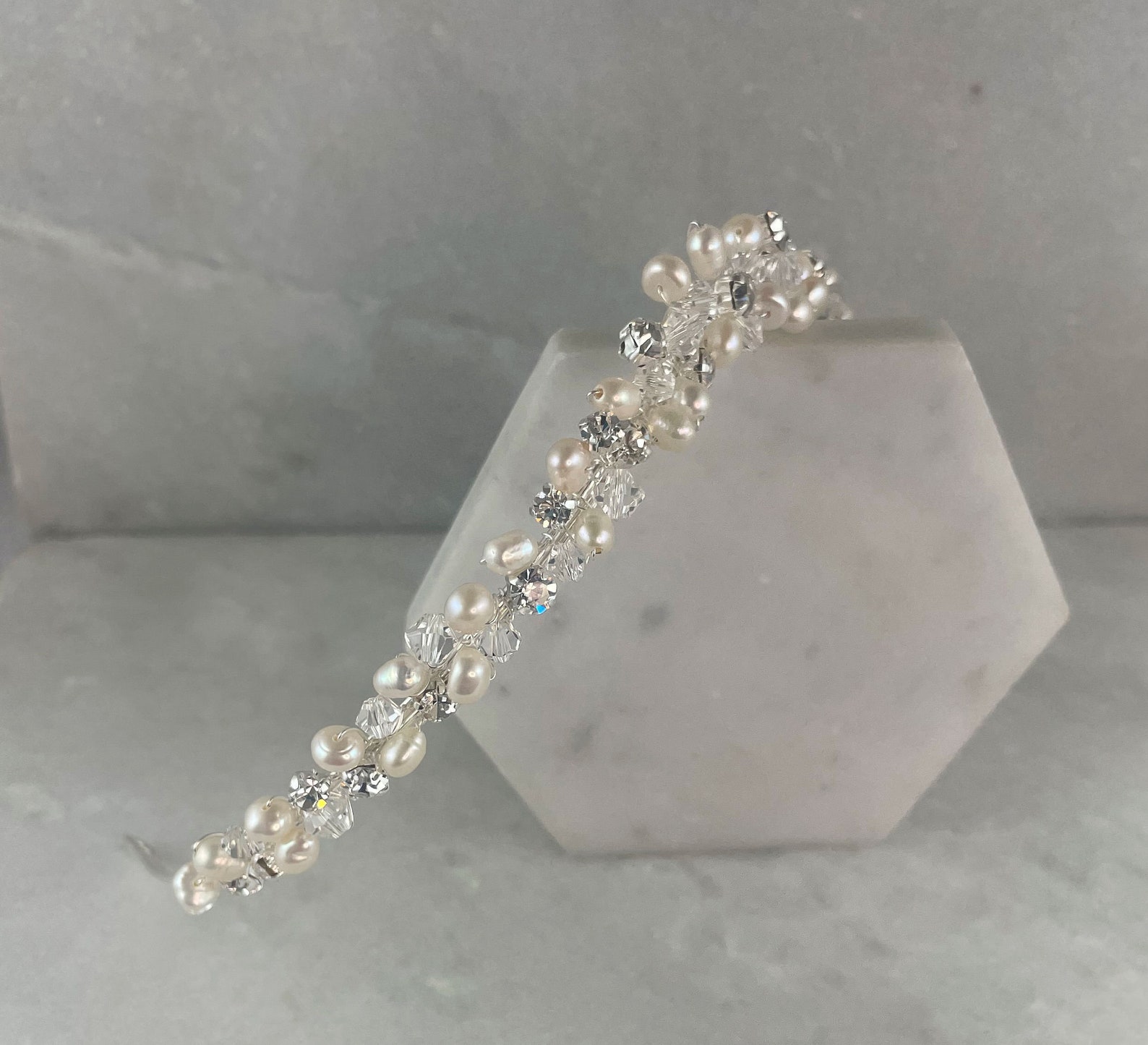 Freshwater Pearl Wishbone Tiara: Diamante Crystal Headpiece - Etsy