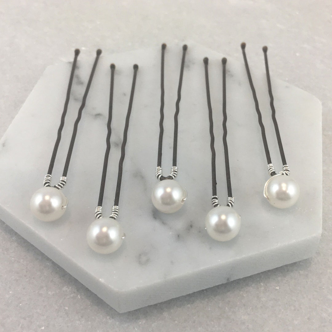 Set of 5 Pearl Hair Pins | Made to Order in Choice of Pearl Colours ...
