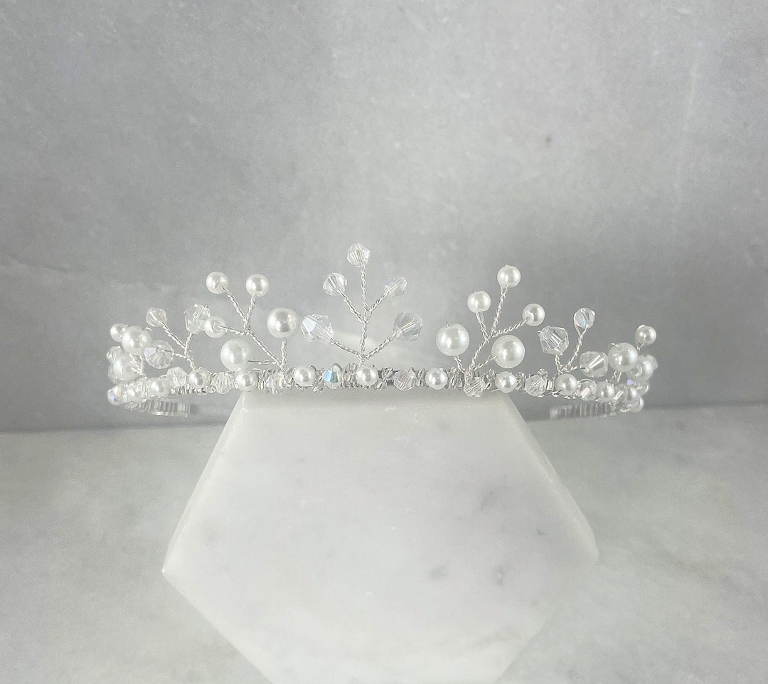 Childrens Pearl & Crystal Tiara | Flower Girl Tiara | Communion Tiara ...