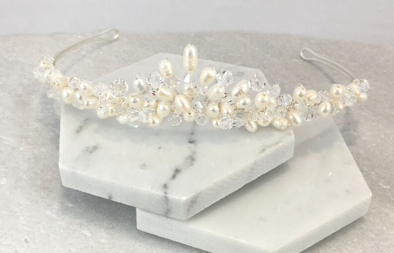 Petite Freshwater Pearl & Crystal Tiara Delicate Pearl Tiara - Etsy UK