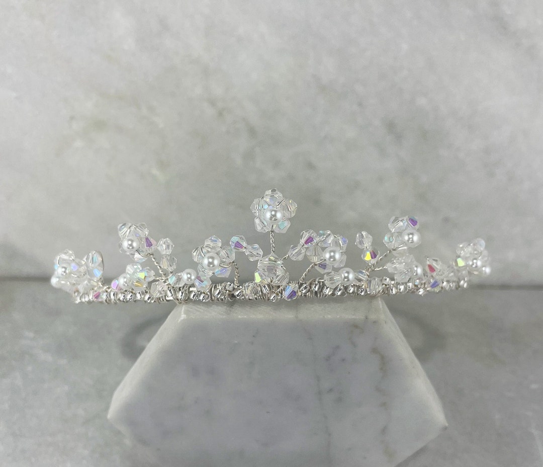 Childrens Crystal Daisy Tiara | Flower Girl Tiara | Communion Tiara ...