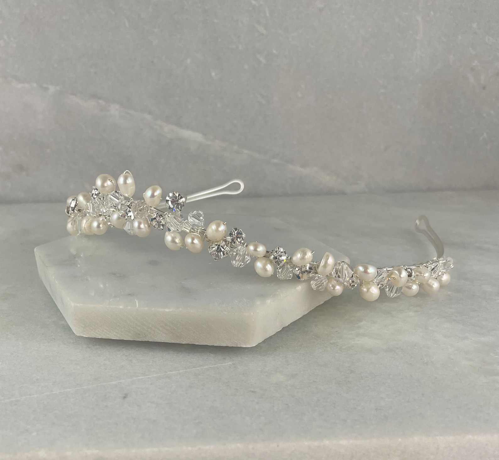 Freshwater Pearl Wishbone Tiara: Diamante Crystal Headpiece - Etsy