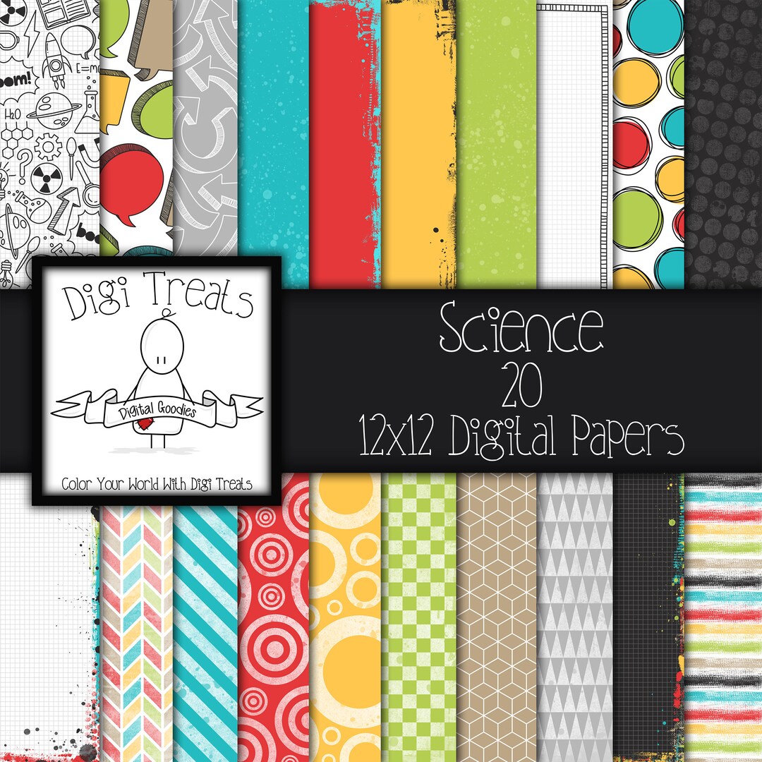 Science Digital Scrapbook Paper. Scrapbooking Papers, JPEG 12x12 ...