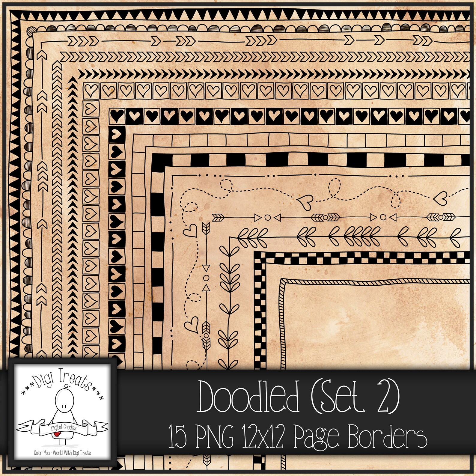 Doodled Set 2. Scrapbook Page Borders. 15 High Quality - Etsy