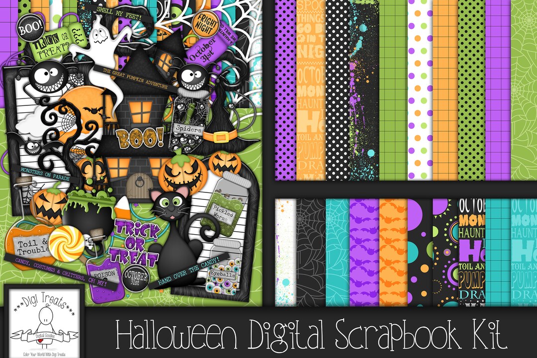 Halloween Digital Scrapbook Kit. Halloween Themed Scrapbook Kit ...
