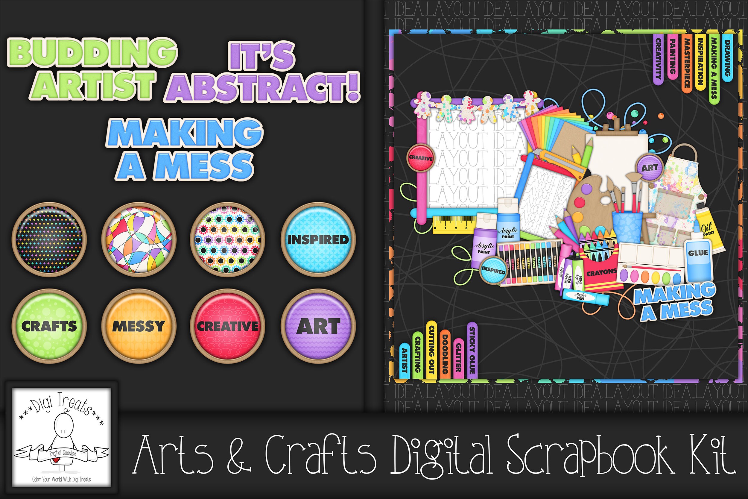 Arts And Crafts Digital Scrapbook Kit. Art and Crafting | Etsy