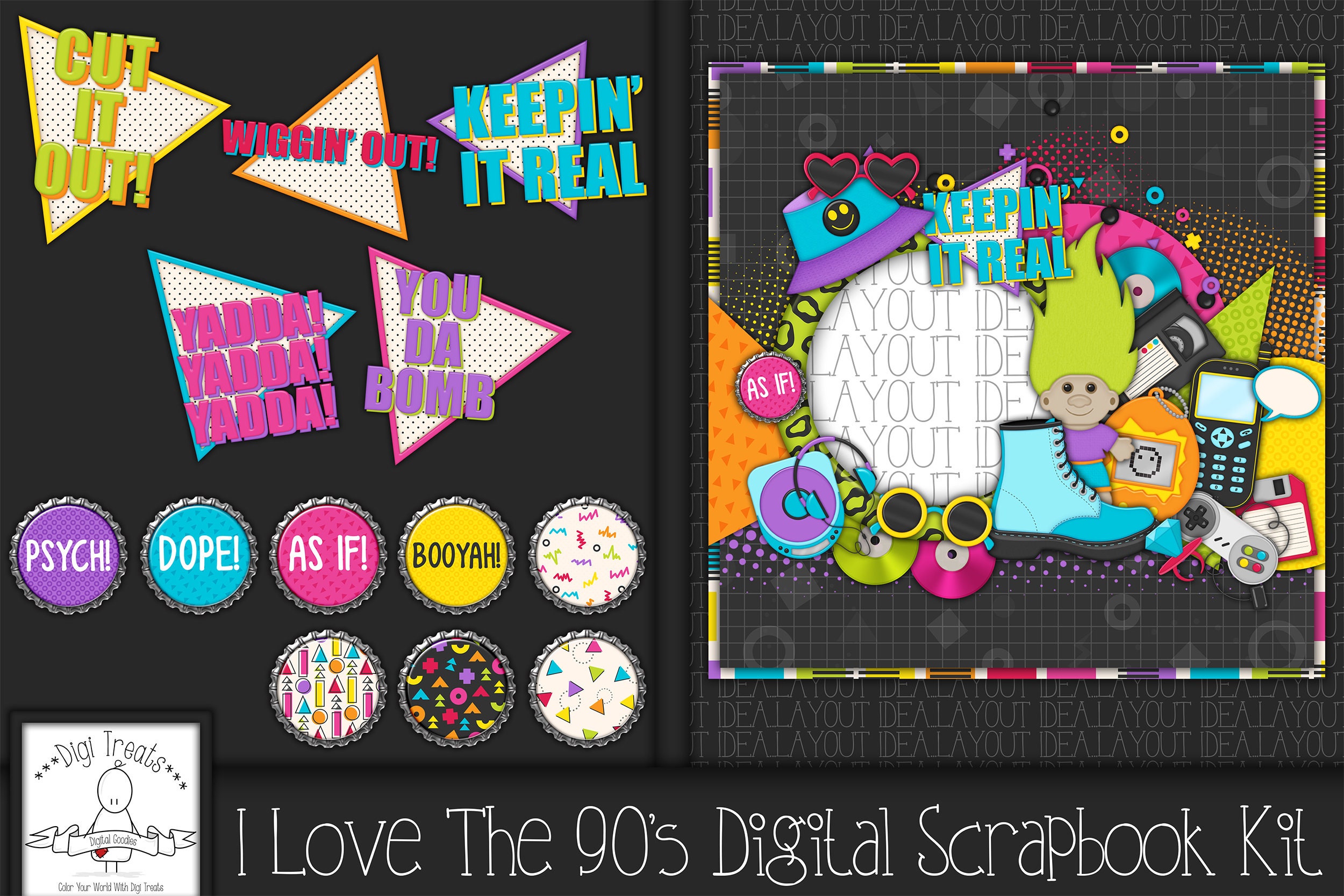 I Love The 90s Digital Scrapbook Kit. 1990s Themed Scrapbook | Etsy