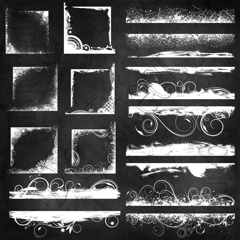 Grunge Border & Corner Photoshop Brush Set 24 Brushes High - Etsy Canada