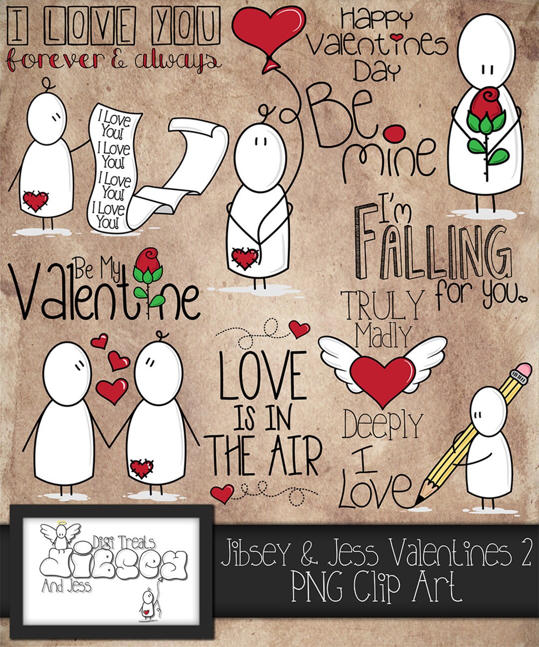 Jibsey & Jess Valentines 2 Png Clip Art, Valentines Day Clip Art ...