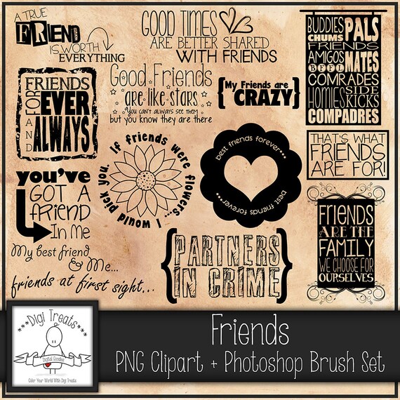 FRIENDS Word Art PNG Clip Art Photoshop Brush Set - Etsy