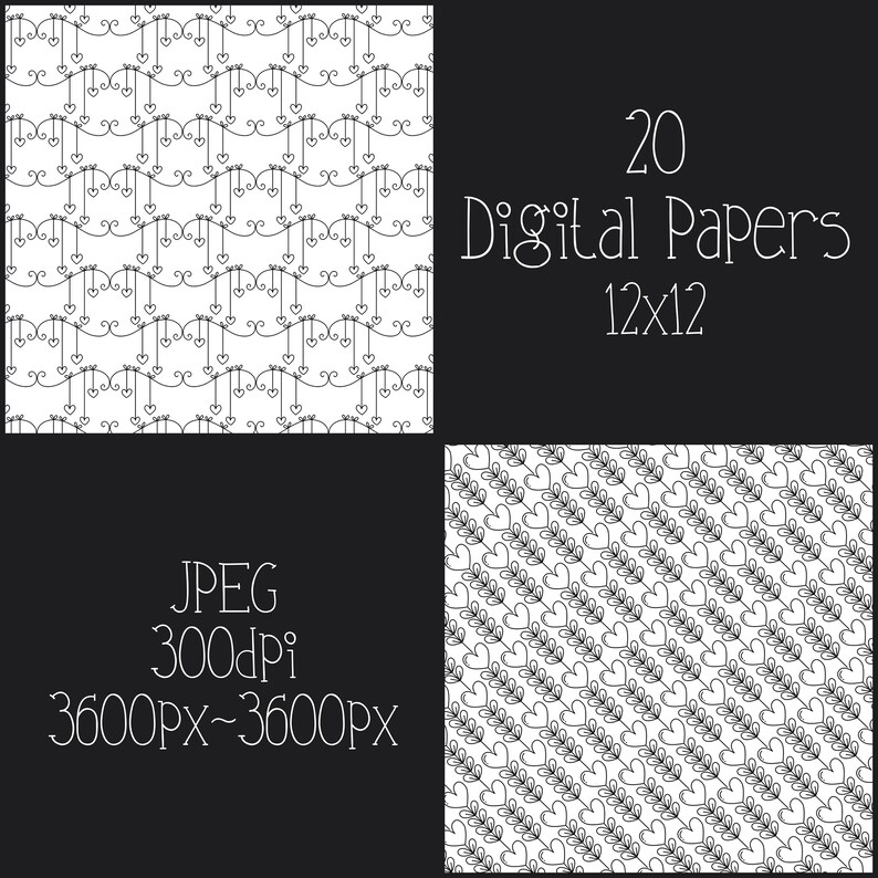 Doodled Love Digital Scrapbook Paper. Scrapbooking Papers - Etsy