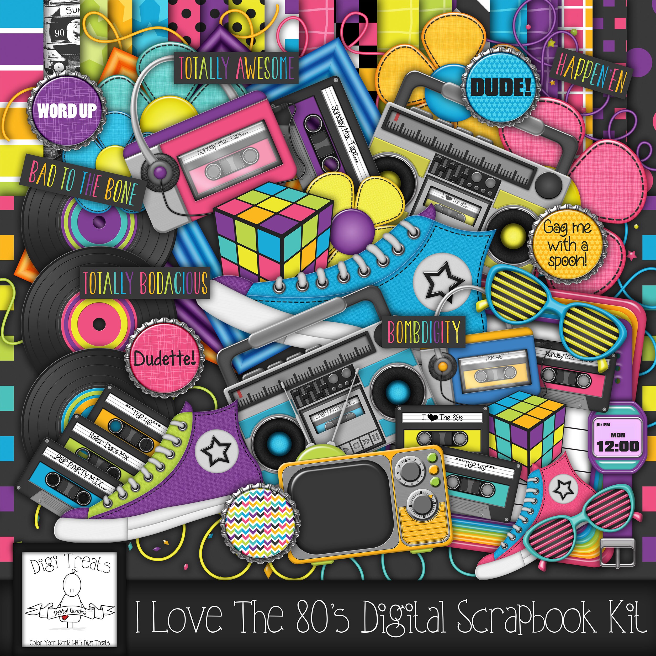 I Love the 80s Digital Scrapbook Kit. 1980s Themed Scrapbook - Etsy ...