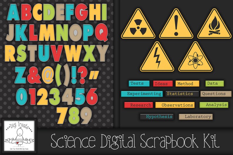 Science Digital Scrapbook Kit. Science Themed Scrapbook Kit | Etsy