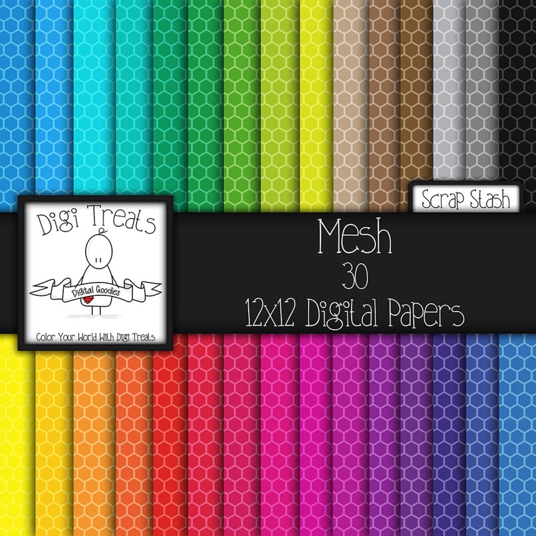 Mesh, Scrap Stash Digital Scrapbook Paper Pack. 12"x12" (jpeg) Digital ...