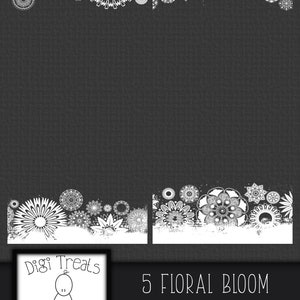 3.5" X 8" Floral Bloom Overlays, 5 Tall Overlays, Floral Borders, Photo ...