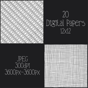 Doodled Flowery Digital Scrapbook Paper. Scrapbooking Papers, JPEG ...