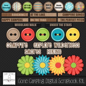 Gone Camping Digital Scrapbook Kit. Camping, Outdoor Themed Scrapbook ...