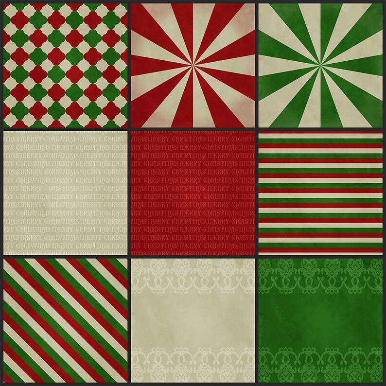Vintage Christmas Digital Scrapbook Paper 12x12 Christmas | Etsy