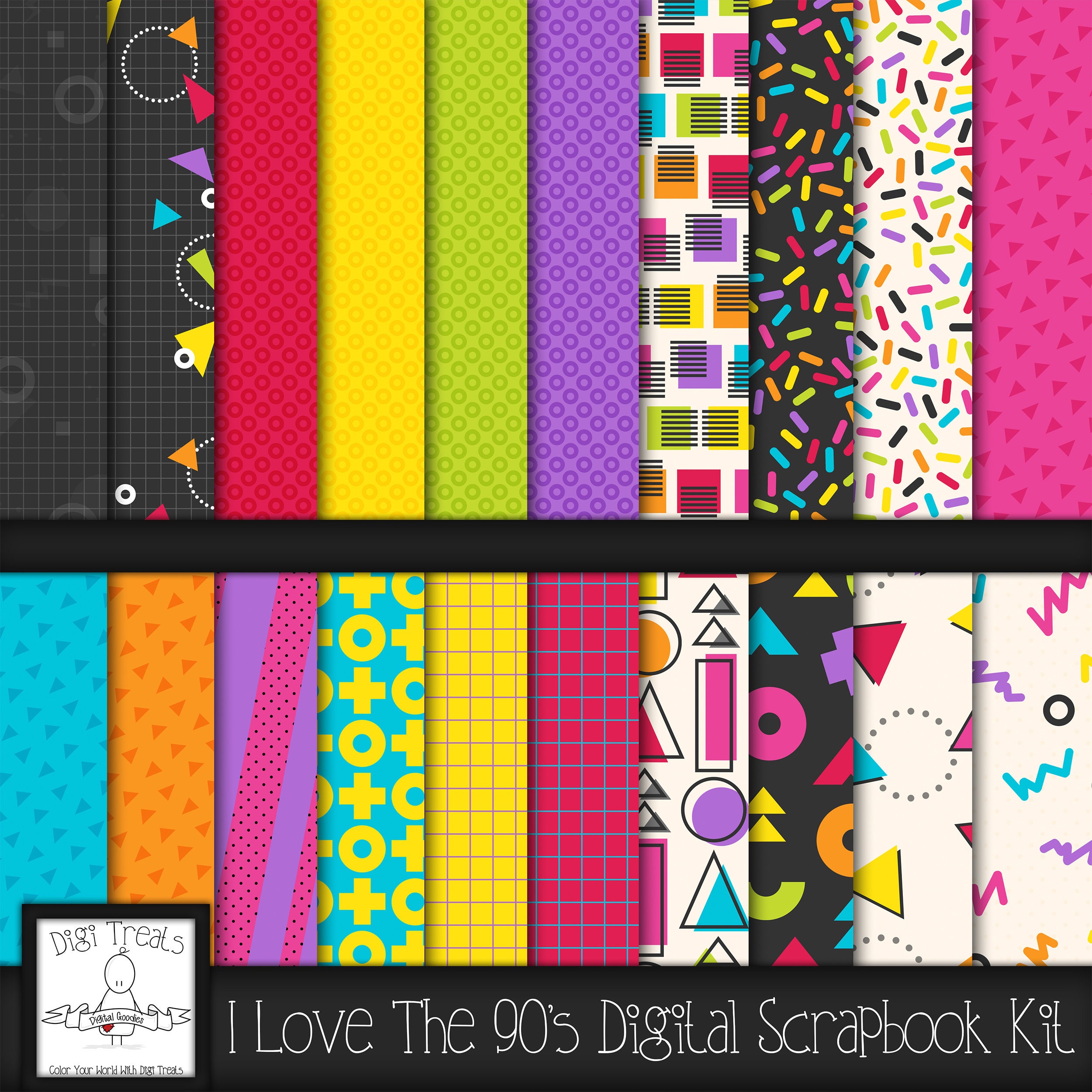 I Love The 90s Digital Scrapbook Kit. 1990s Themed Scrapbook | Etsy