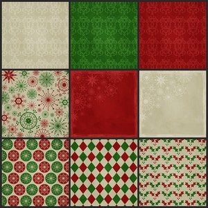 Vintage Christmas, Digital Scrapbook Paper, 12x12, Christmas Paper ...