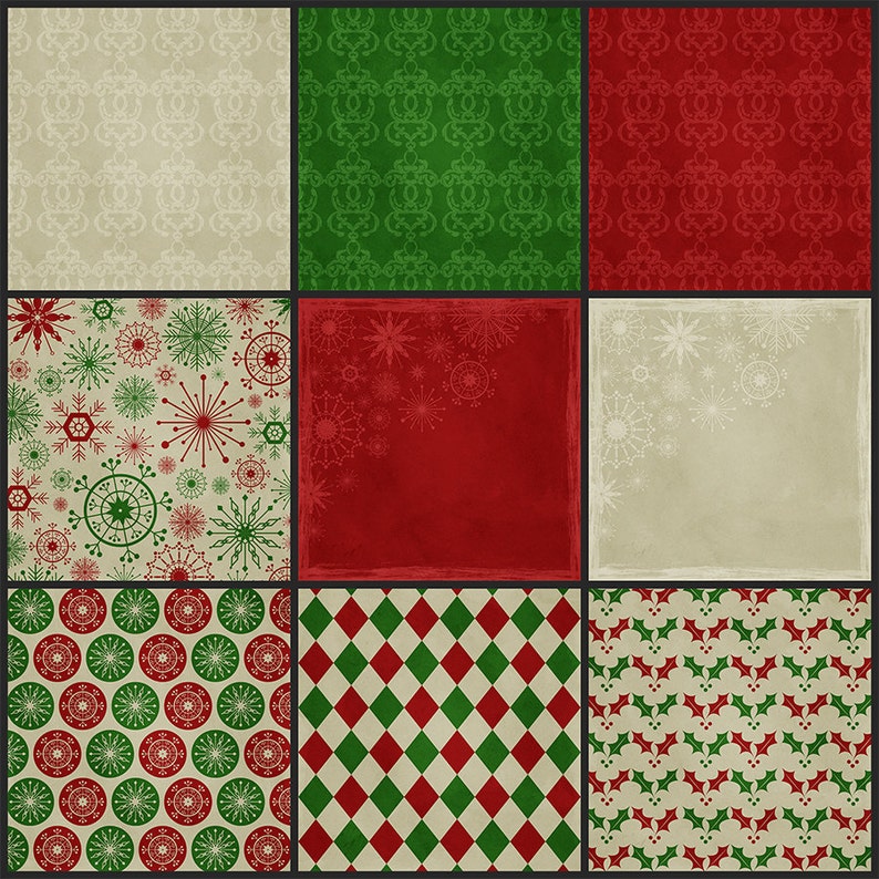 Vintage Christmas Digital Scrapbook Paper 12x12 Christmas | Etsy