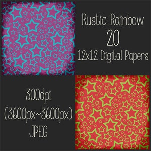 Rustic Rainbow Digital Scrapbook Paper. Scrapbooking Papers | Etsy