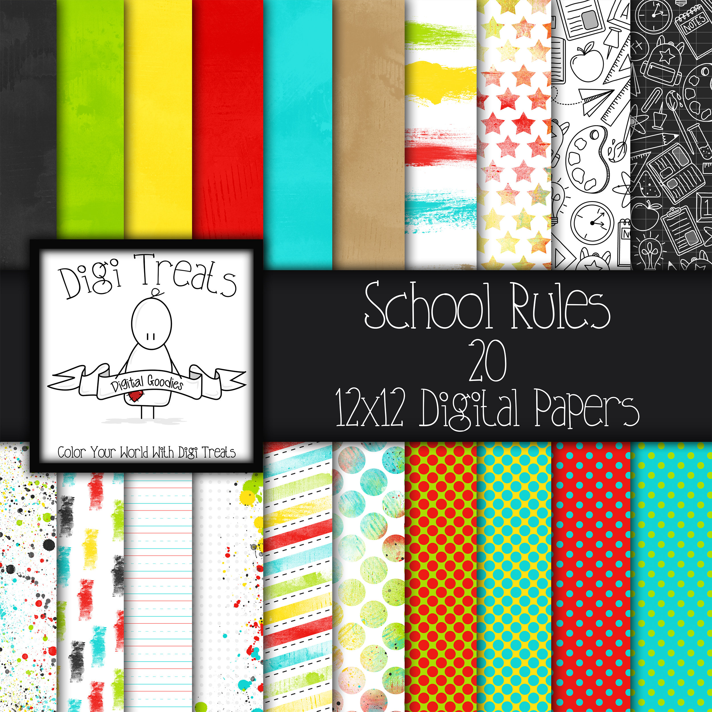 Reglas de la escuela Papel de álbum de recortes digital. - Etsy España