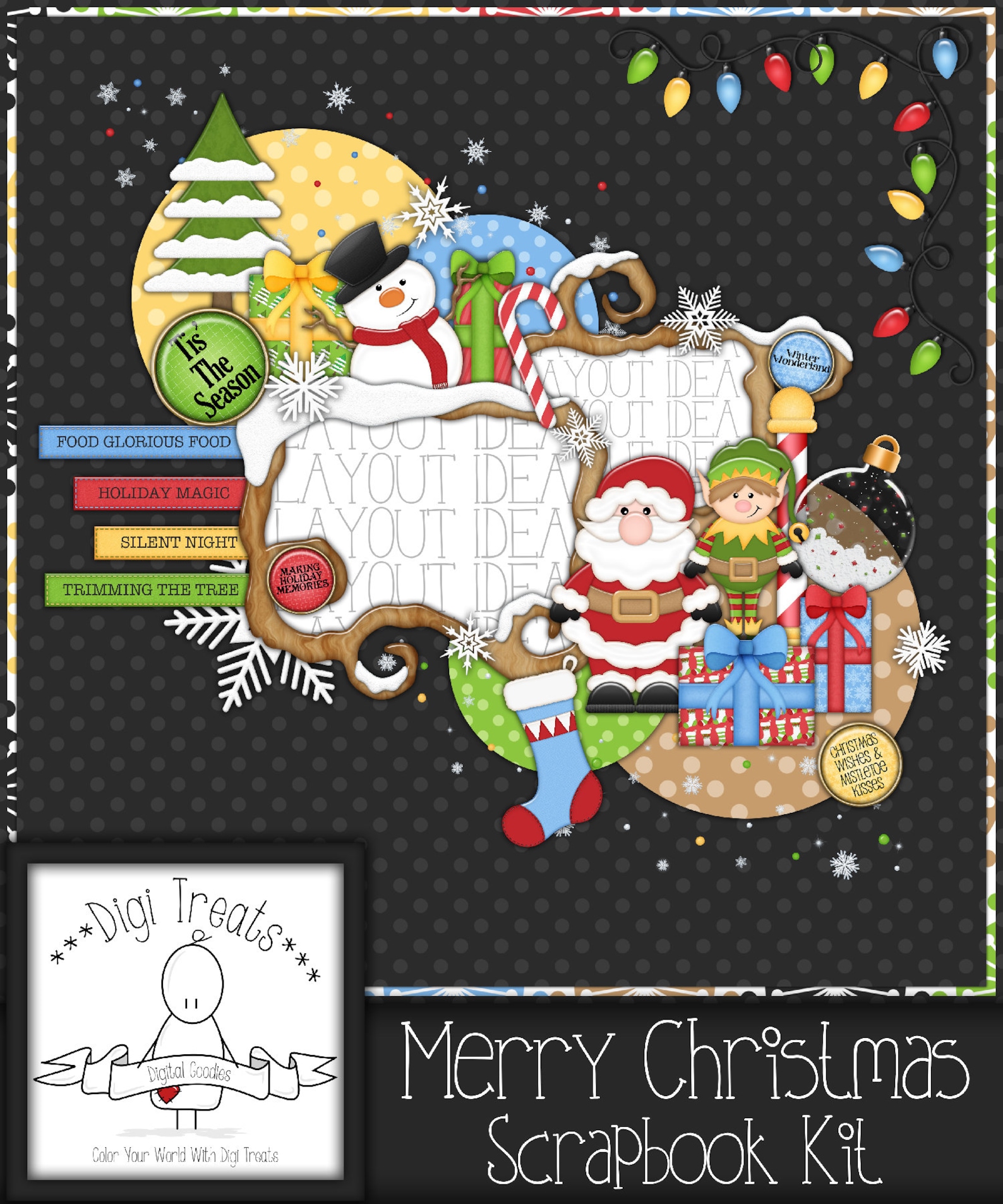 Merry Christmas Digital Scrapbook Kit. Holiday Themed - Etsy