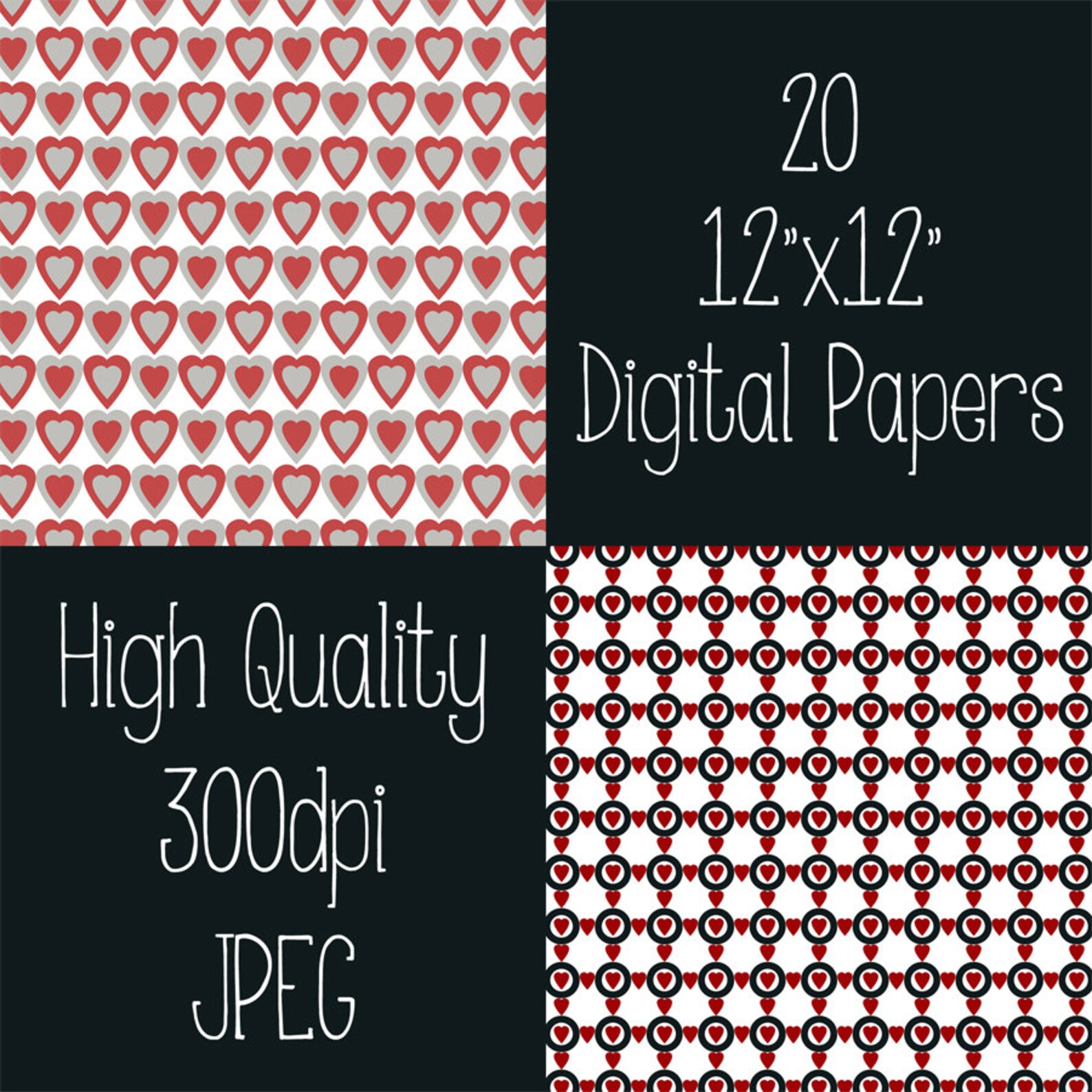 Lots of Love 12x12 Digital Scrapbook Paper Romance - Etsy