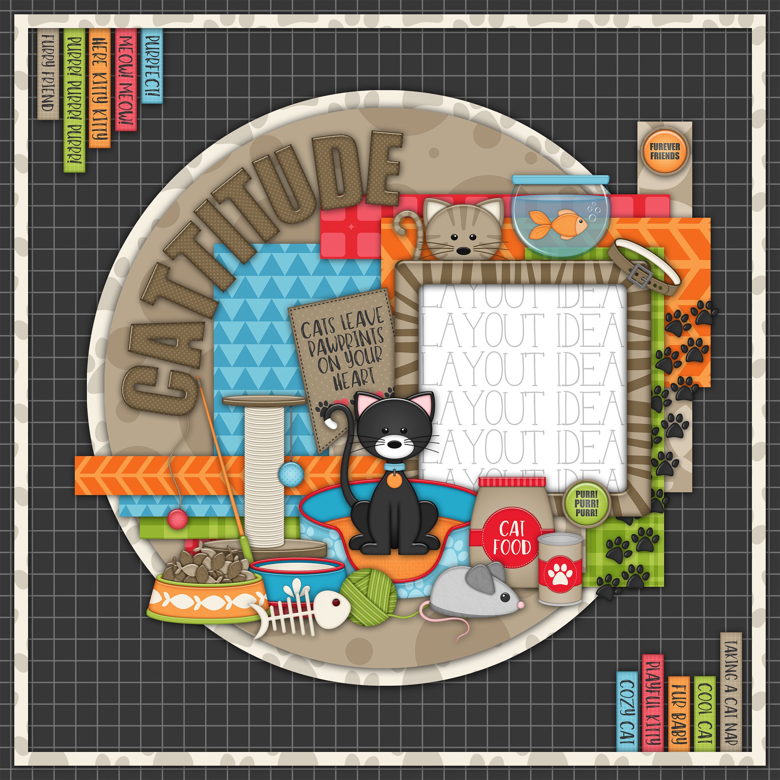 Cat Digital Scrapbook Kit. Cat Themed Scrapbook Kit Digital - Etsy UK