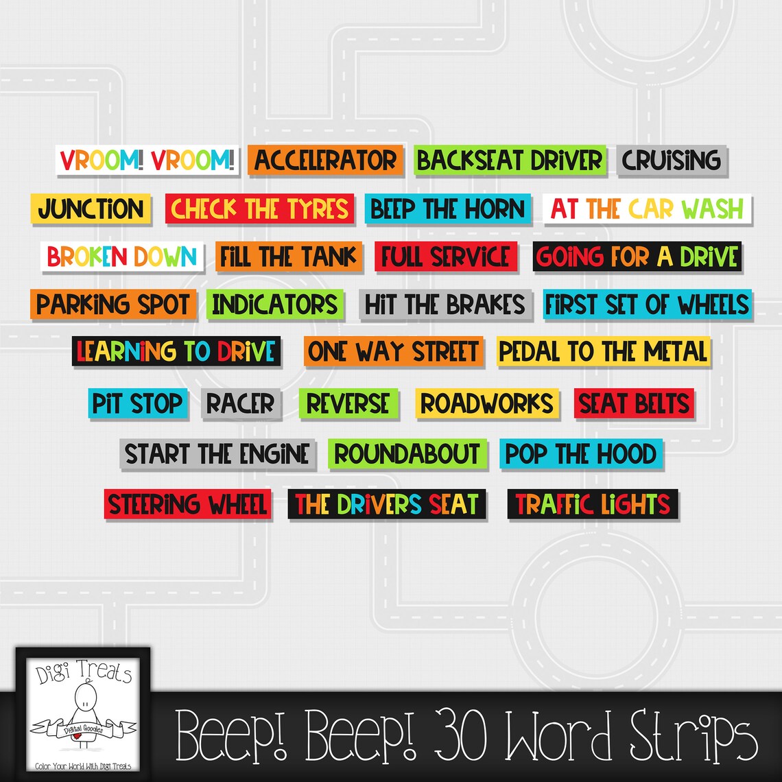 Beep Beep 30 Digital PNG Word Strips Add On. INSTANT - Etsy