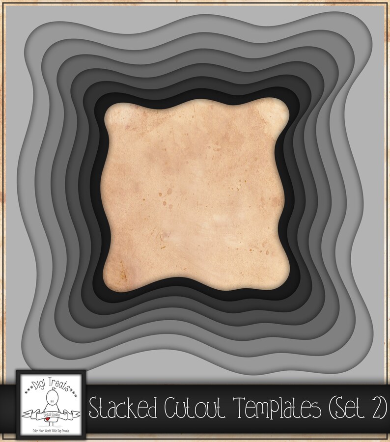 Stacked Cut Out Templates Set 2. PNG 12X12 Templates. - Etsy