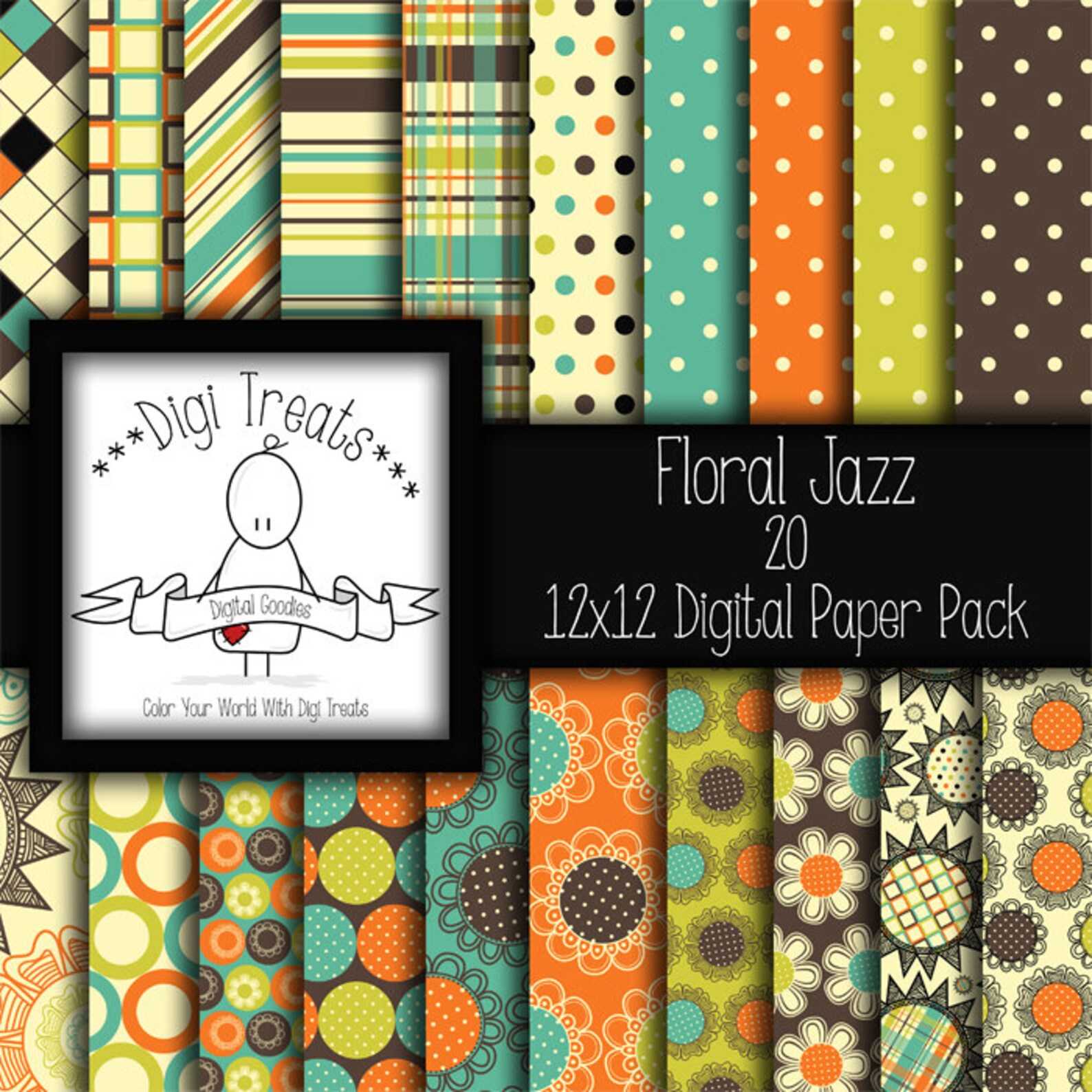 Floral Jazz Digital Scrapbook Paper Pack. 12x12 - Etsy UK