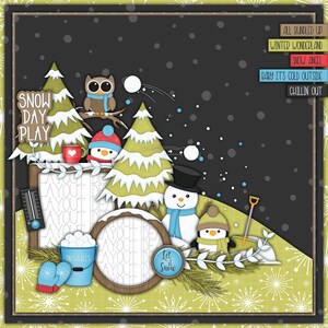 Winter Fun Digital Scrapbook Kit. Winter Themed Scrapbook Kit, Digital ...