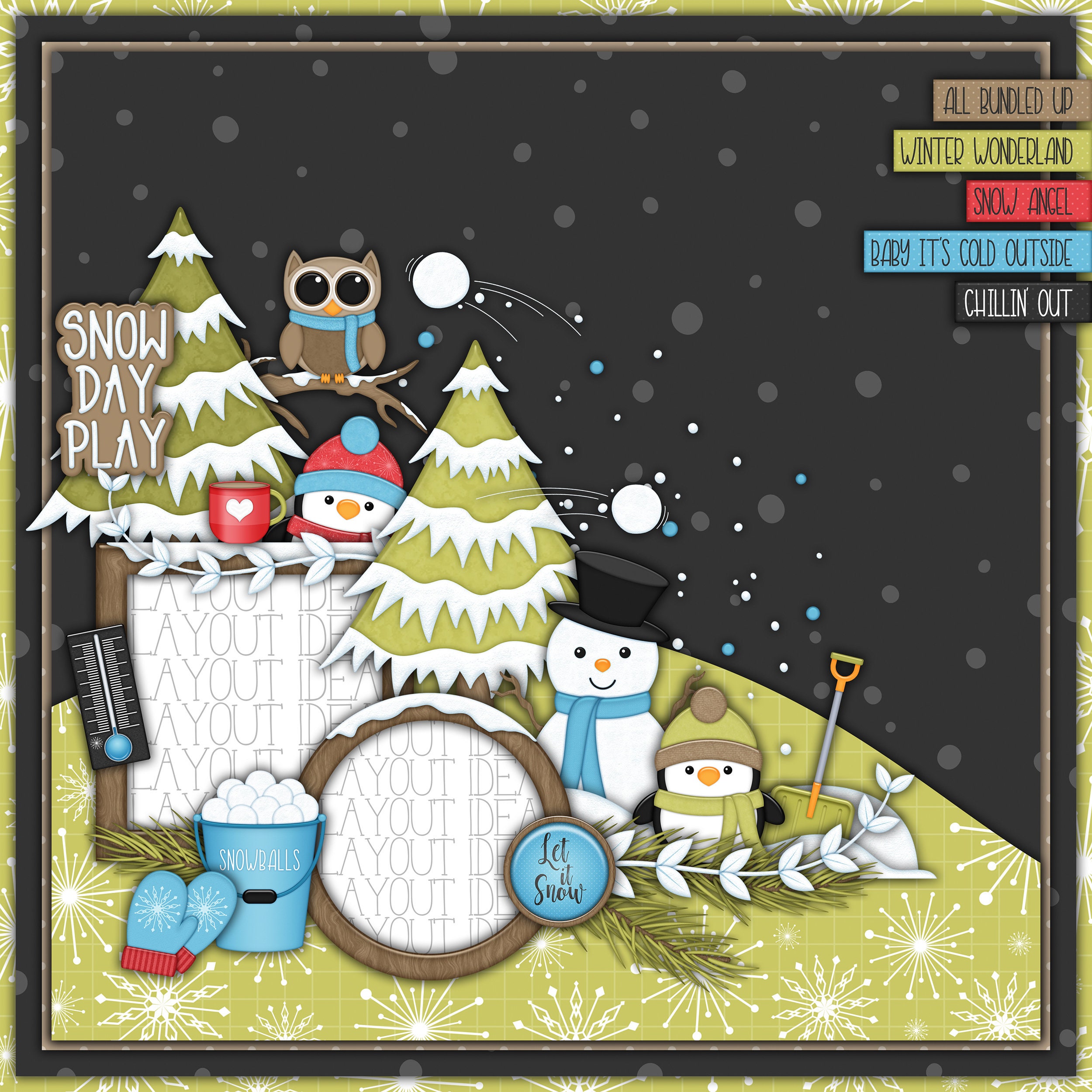 Winter Fun Digital Scrapbook Kit. Winter Themed Scrapbook Kit - Etsy