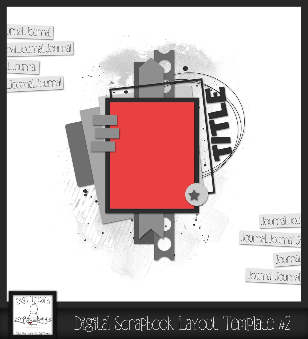 12x12 Digital Scrapbook Layout Template 2. instant Download - Etsy