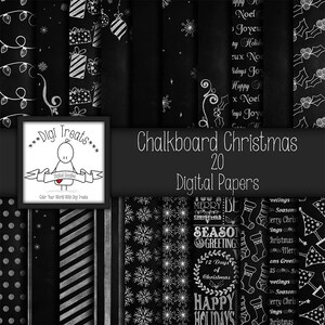 Chalkboard Christmas, Digital Scrapbook Paper, 12x12, Christmas Paper ...