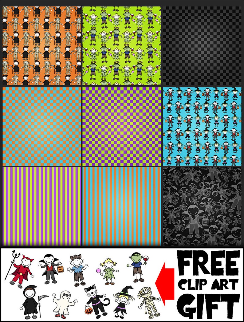 Doodle Halloween Digital Scrapbook Paper Cute Halloween - Etsy