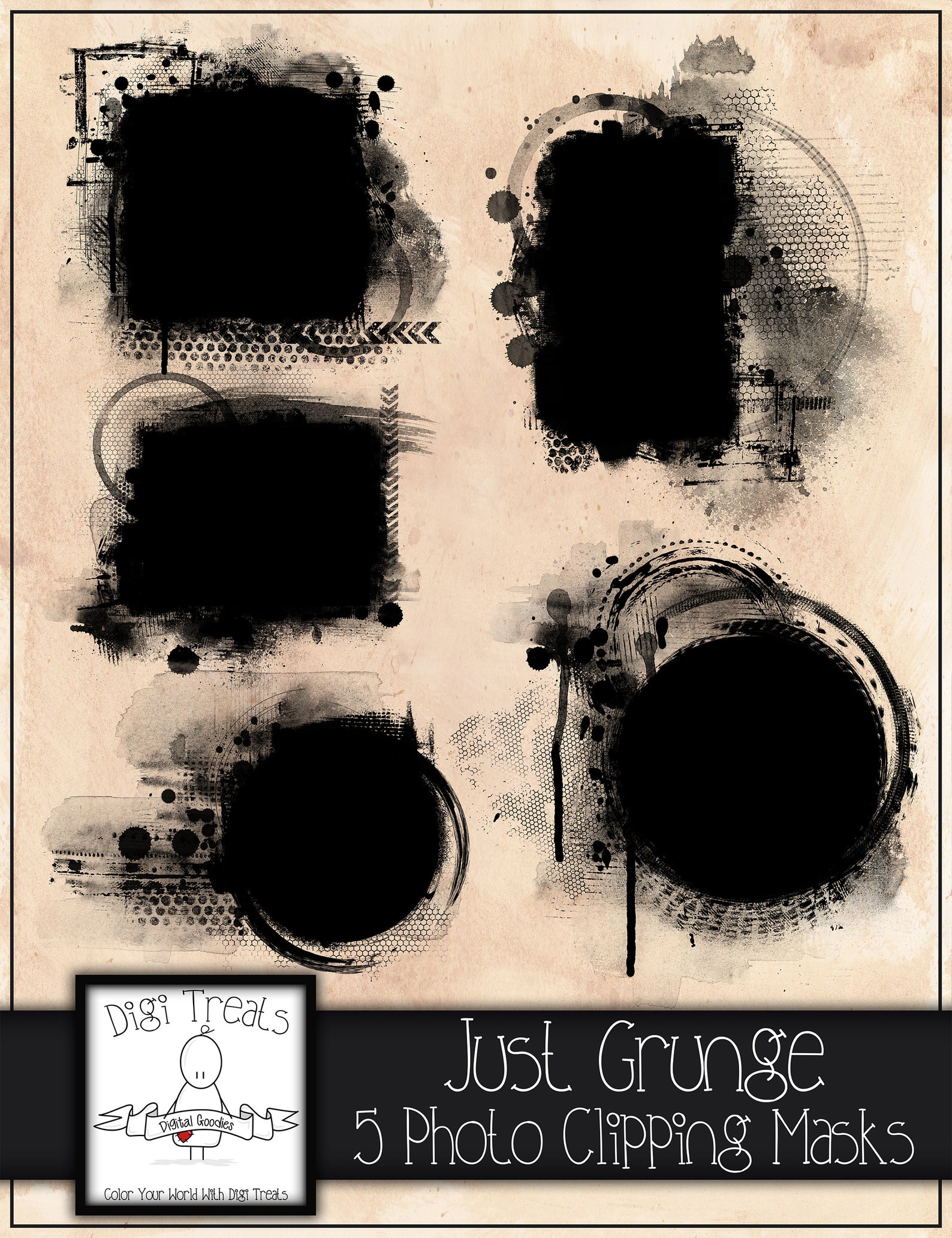 Just Grunge Photo Clipping Masks Set Of 5 PNG Clipping Mask | Etsy
