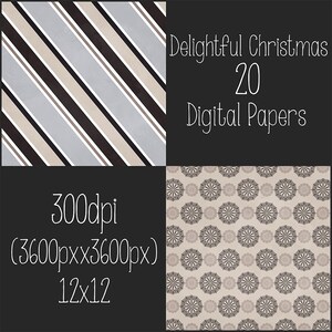 Delightful Christmas, Digital Scrapbook Paper, 12x12, Christmas Paper ...